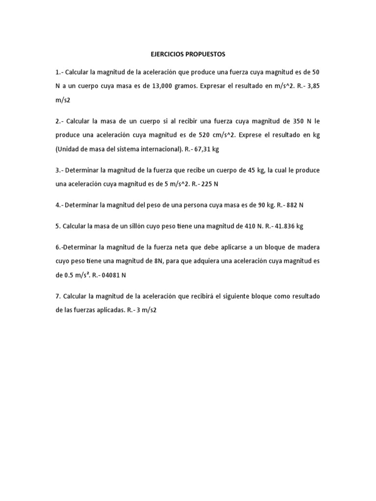 EJERCICIOS 2da Ley de Newton | PDF