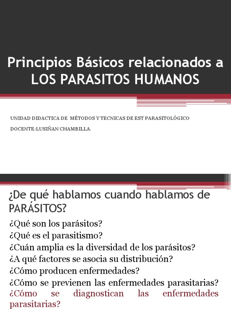 S1-2 PRINCIPIOS BASICOS EN RELACION A LOS PARASITOS - UD Met y Tec de Est Parasitologico | PDF ...
