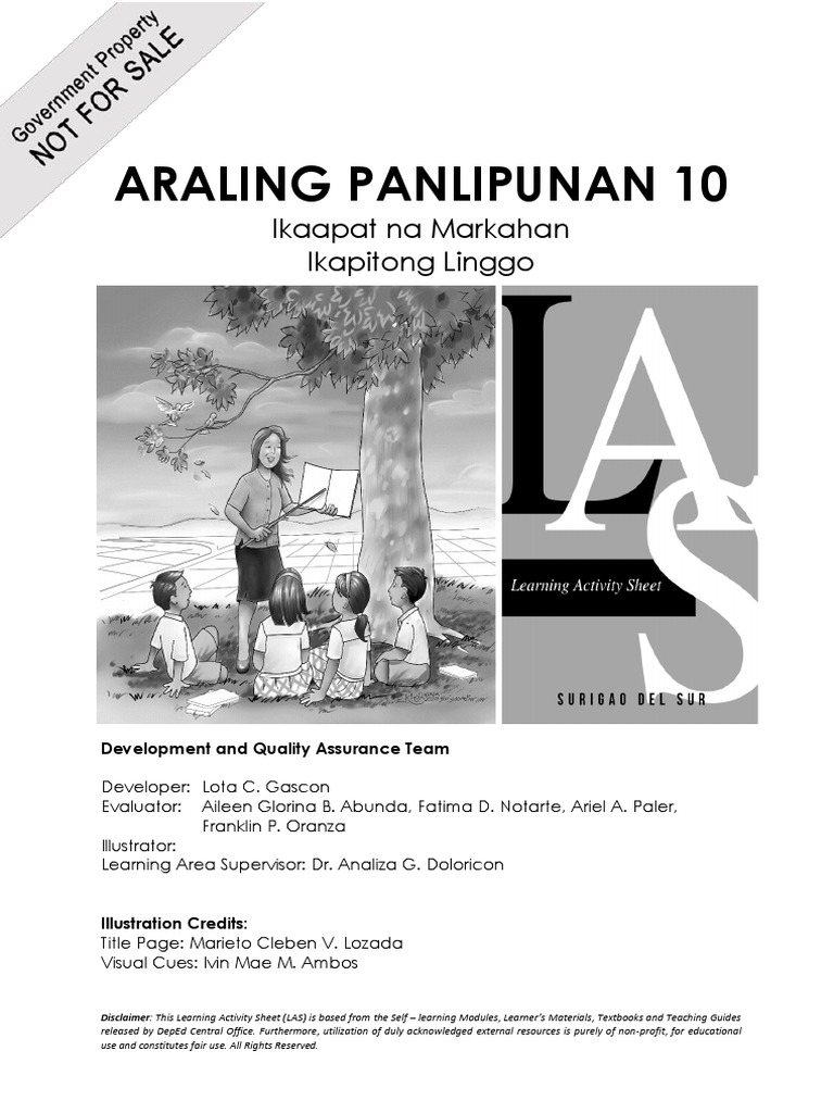 Araling Panlipunan 10: Ikaapat Na Markahan Ikapitong Linggo | PDF