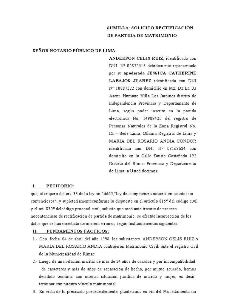 Formato de Solicitud para Divorcio Ante Notario | PDF | Divorcio ...