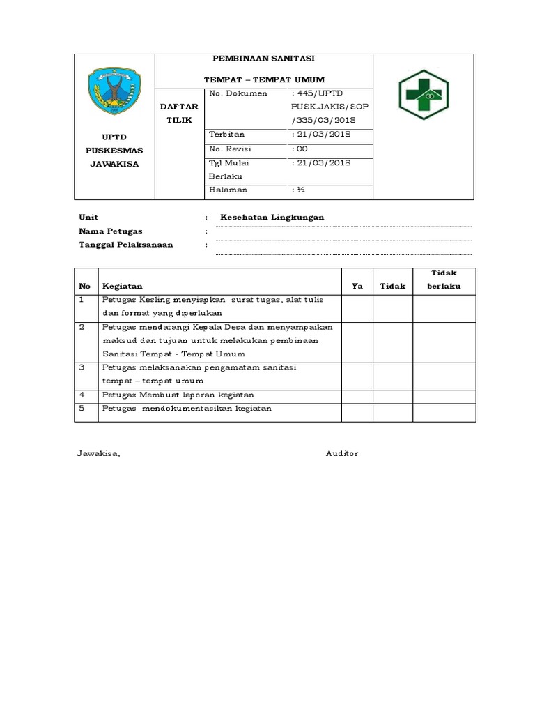 Daftar Tilik TTU | PDF