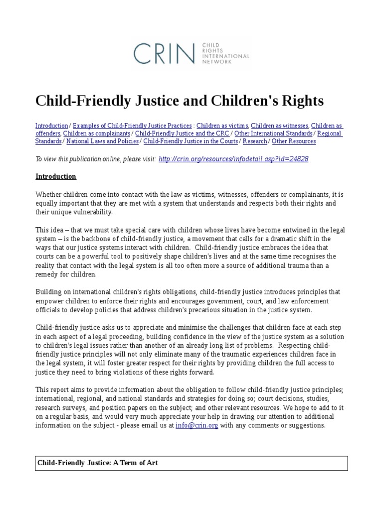 Child-Friendly+Justice+and+Children's+Rights Revised | PDF | Children's ...