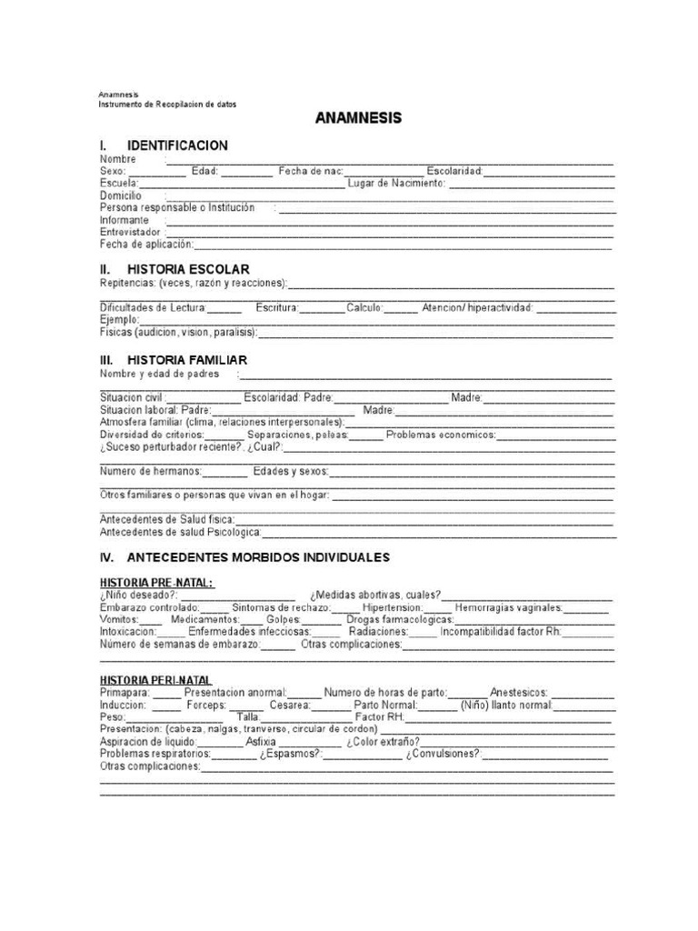 Formato Anamnesis | PDF