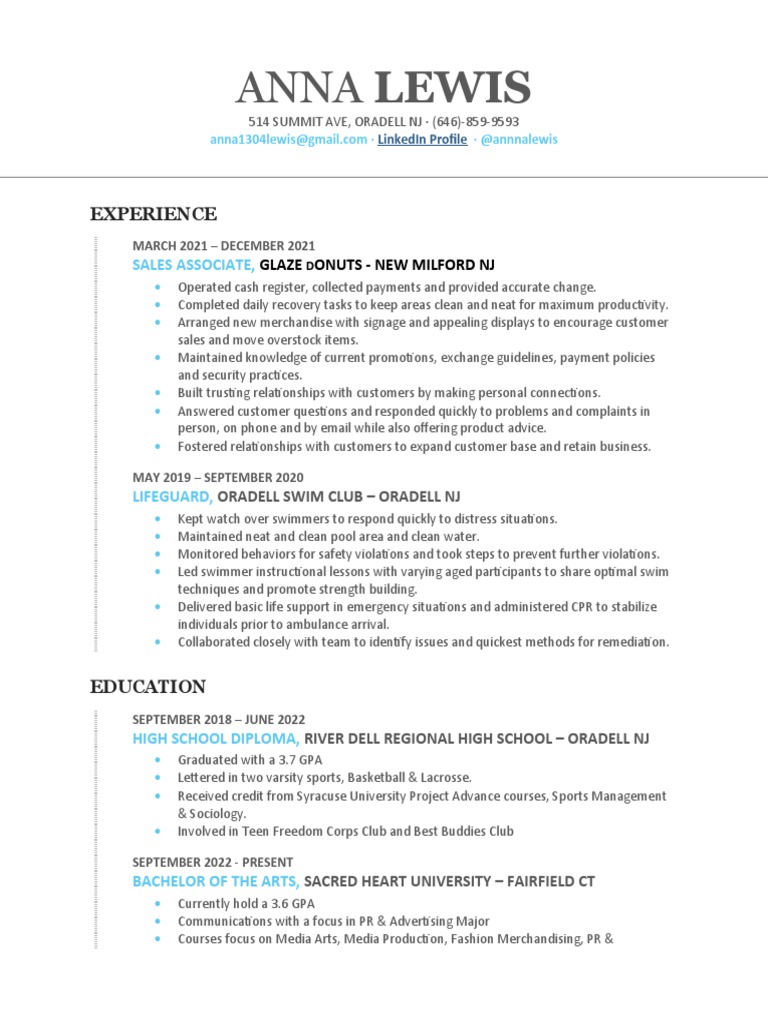 Anna Lewis - Resume | PDF | Business | Communication