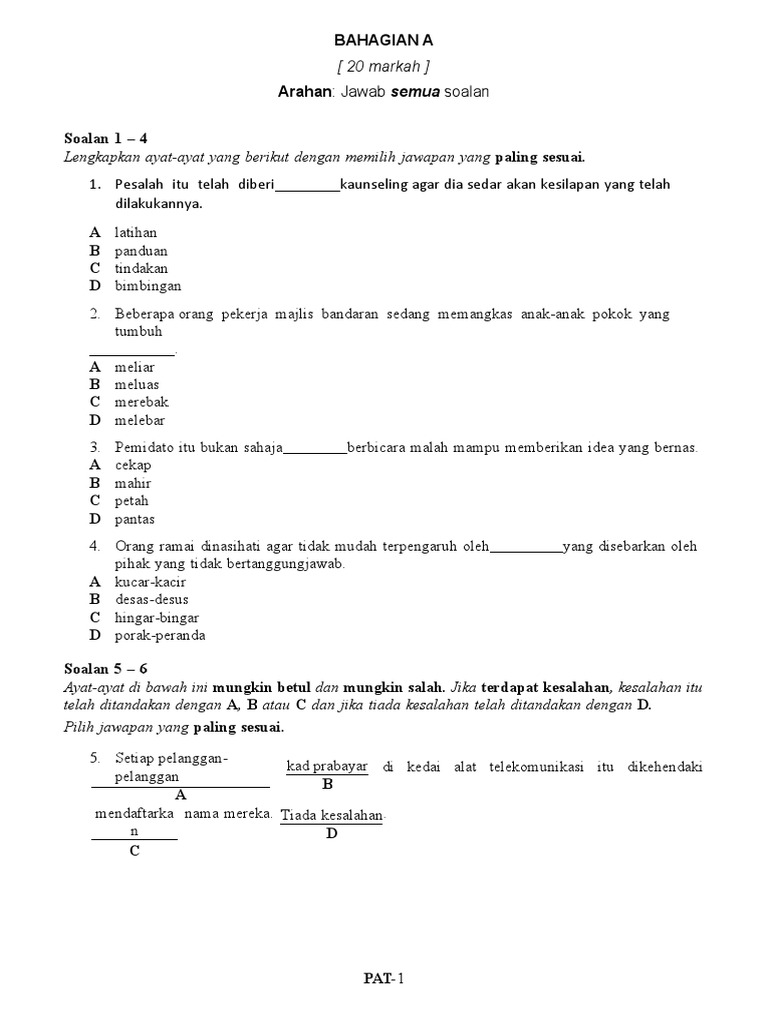 Kertas 1 Pat T1 2022 | PDF