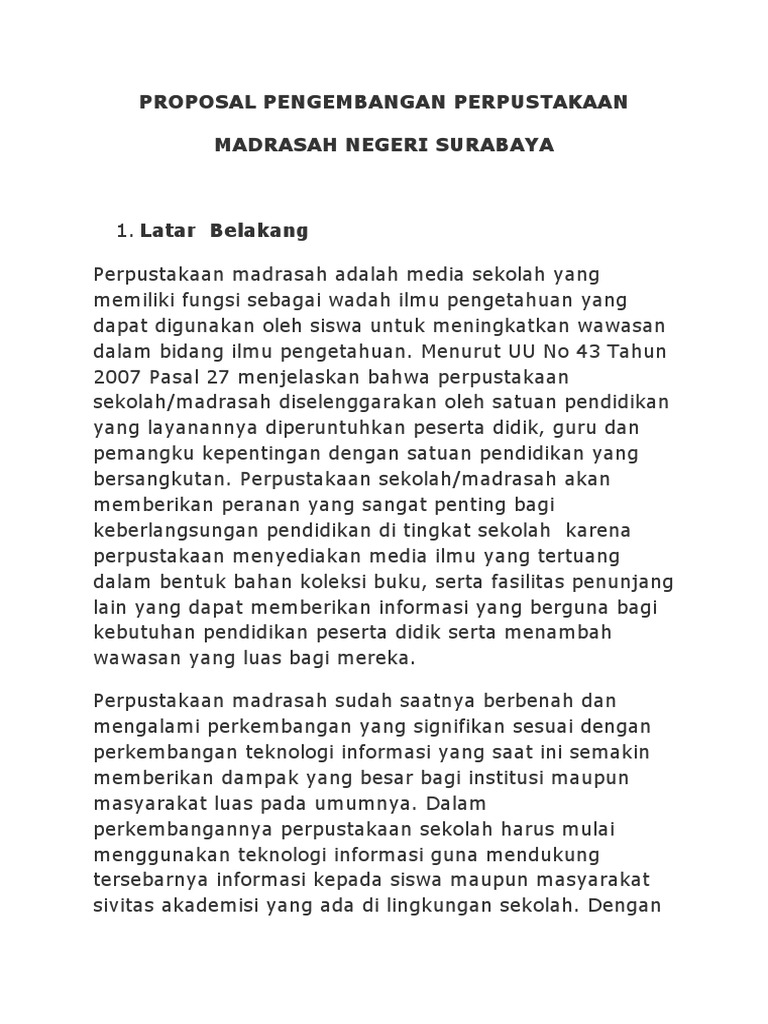 Proposal Pengembangan Perpustakaan | PDF