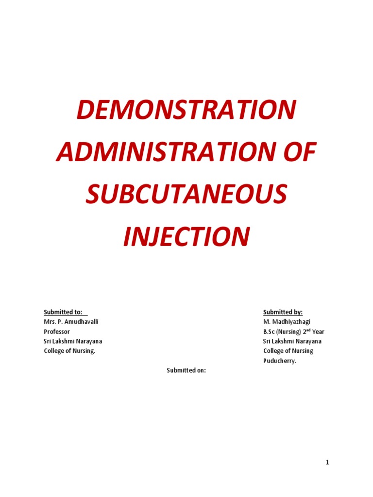 Subcutaneous Injection | PDF | Injection (Medicine) | Health Sciences