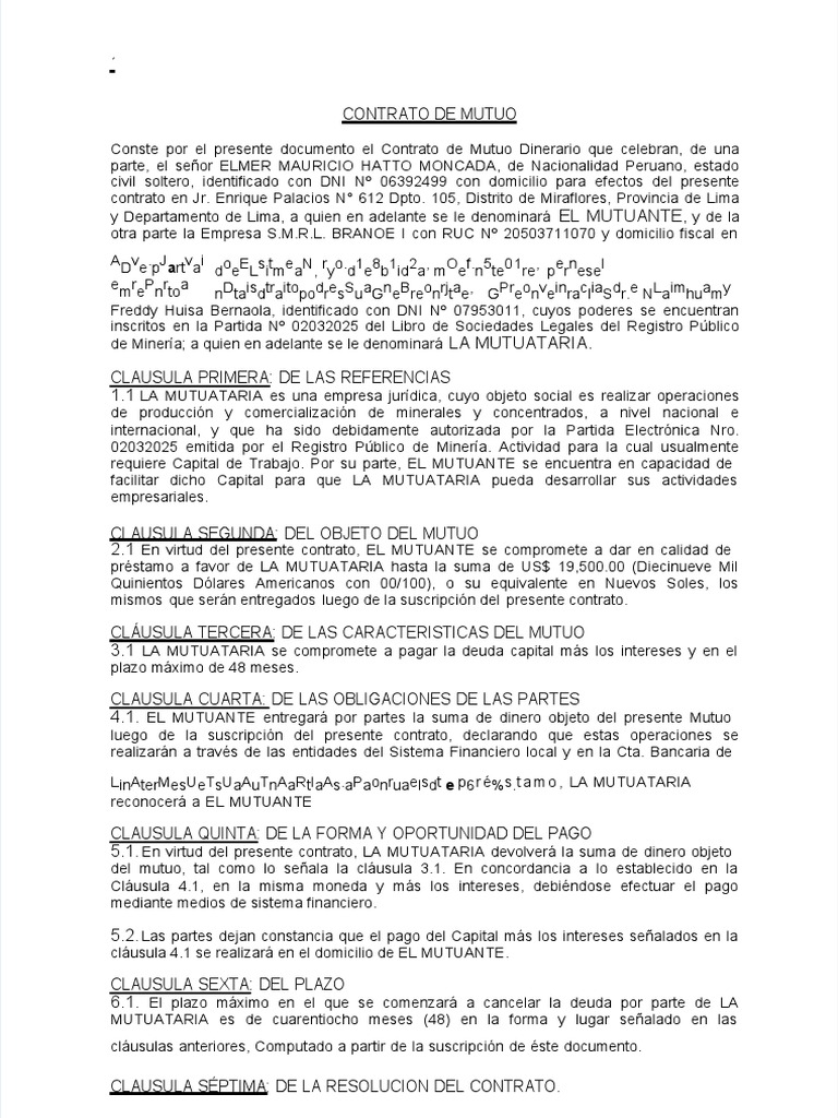 PDF Modelo de Contrato de Mutuo | PDF | Arbitraje | Ley común