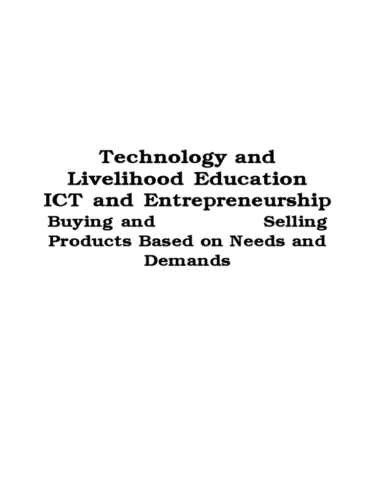 TLE-ICT 7 Buying-and-Selling-Products-Based-on-Needs-and-Demands | PDF