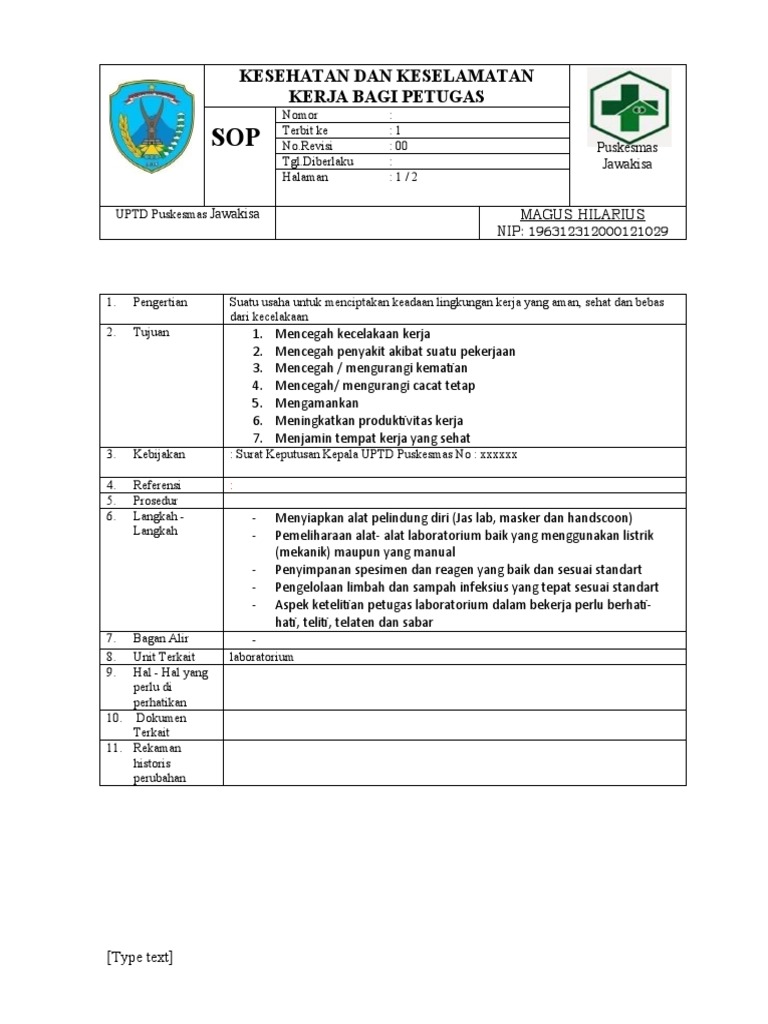 Sop K3 Bagi-Petugas | PDF
