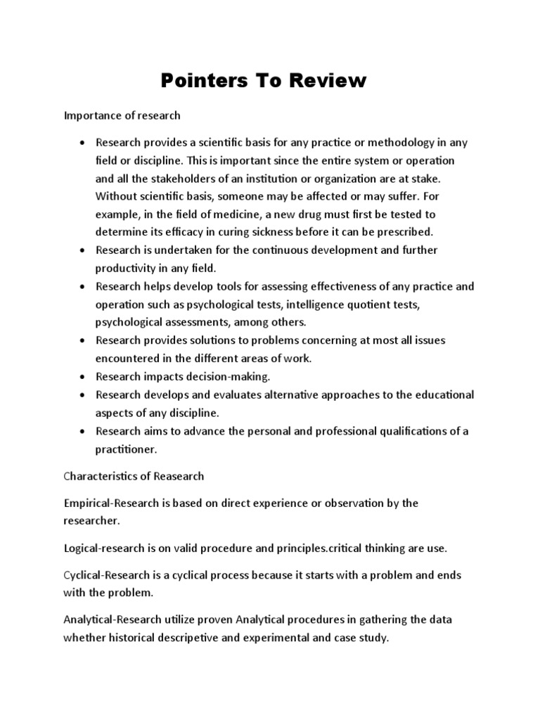 Pointers To Review | PDF | Observation | Psychological Concepts