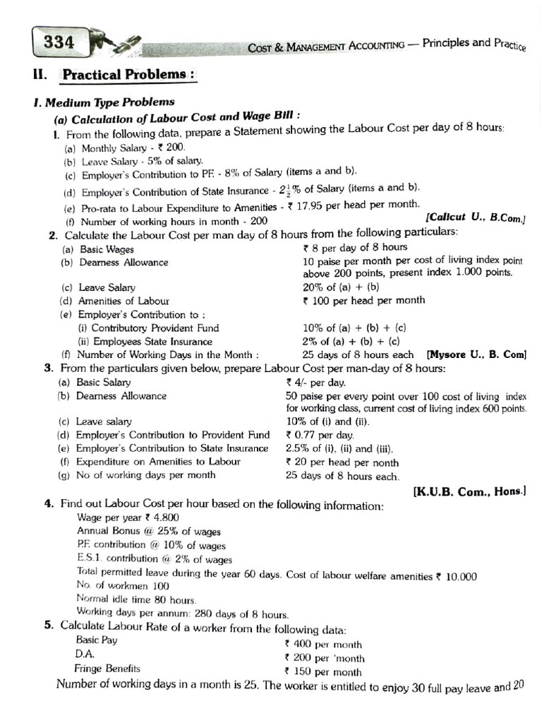 Labour With Answers Costing Sem 2 Pdf