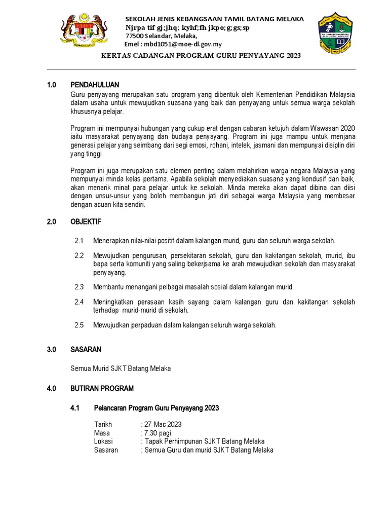 Kertas Kerja Program Guru Penyayang | PDF