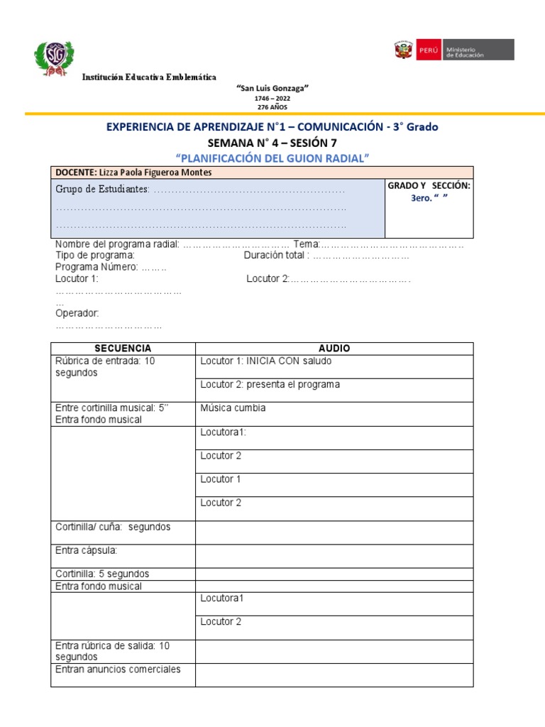 Sem 4-Guia - de - Planificación - Del - Guión - Radial | PDF