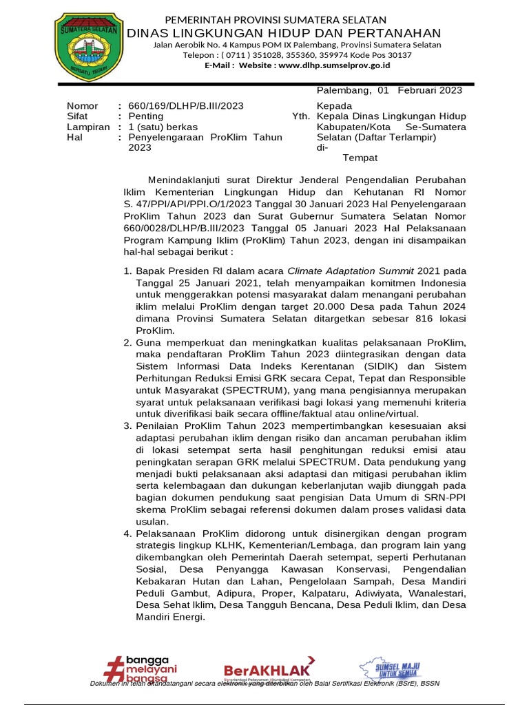 Panduan ProKlim 2023 Sumsel | PDF | Sains & Matematika