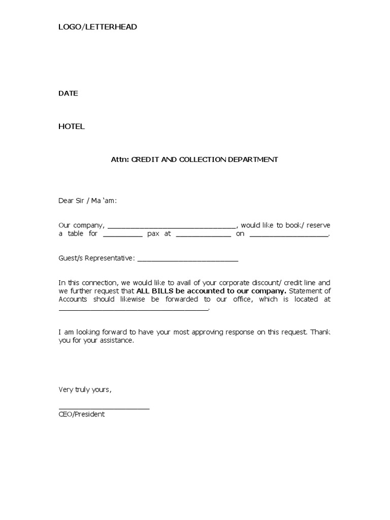 Hotel Reservation LOA Template | PDF