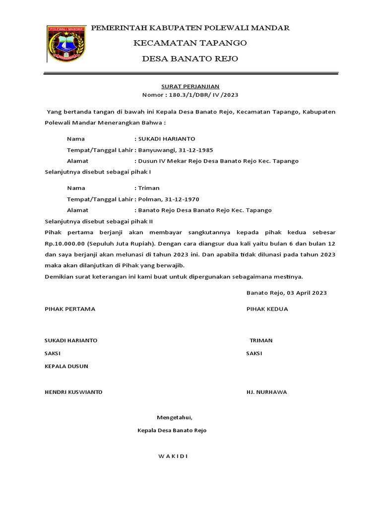 Kecamatan Tapango Desa Banato Rejo: Pemerintah Kabupaten Polewali ...