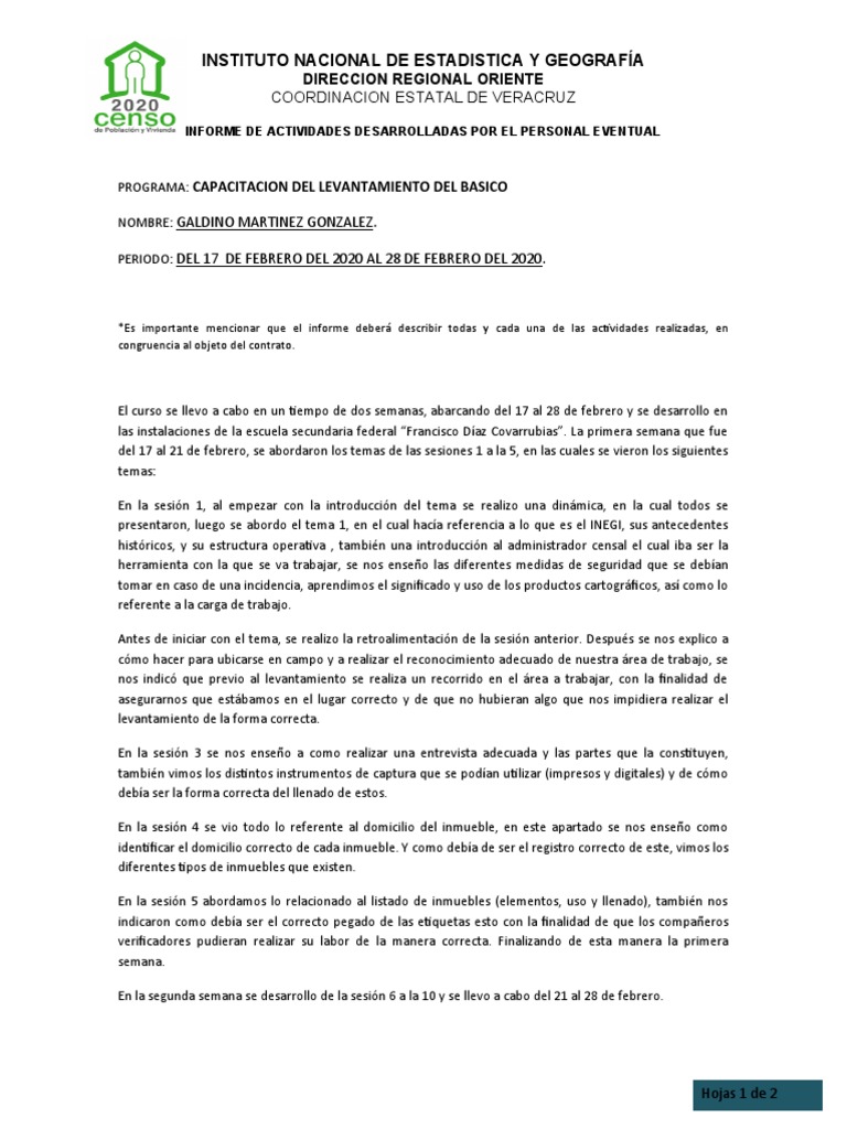 INEGI Informe de Actividades | PDF