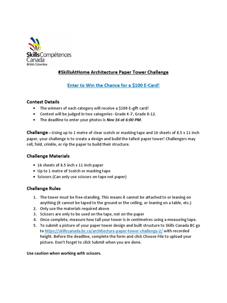 Paper Tower Challenge Instructions | PDF | Tower