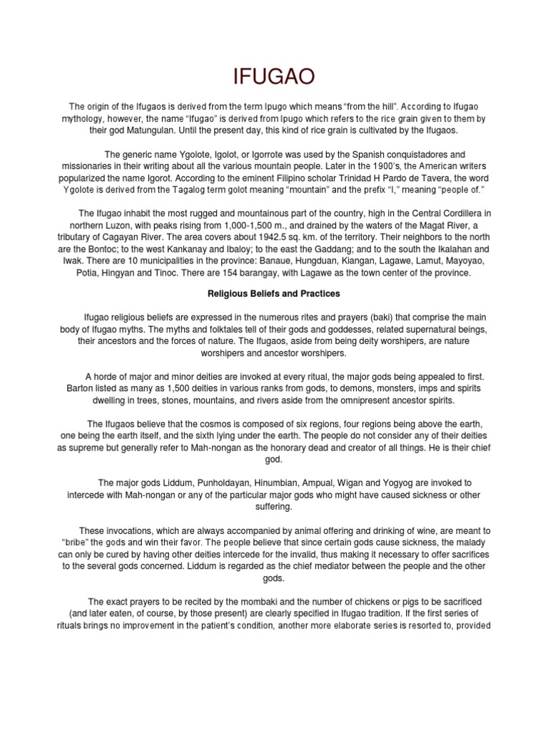 IFUGAO | PDF | Rituals | Religion And Belief