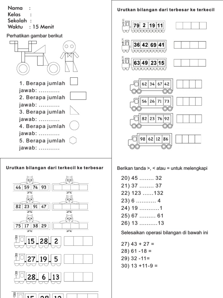 Latihan Operasi Hitung TK | PDF