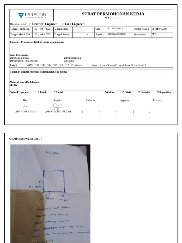 Form SPK CREM SS Desi Purwanti | PDF
