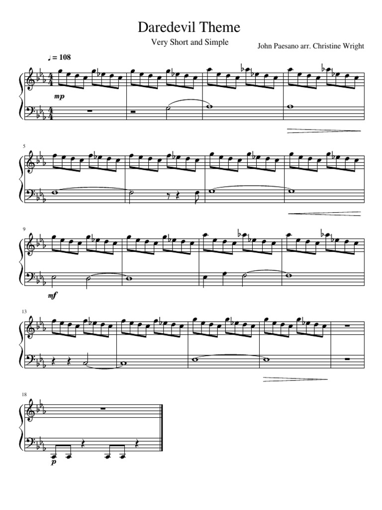 Daredevil Theme - Easy Piano | PDF