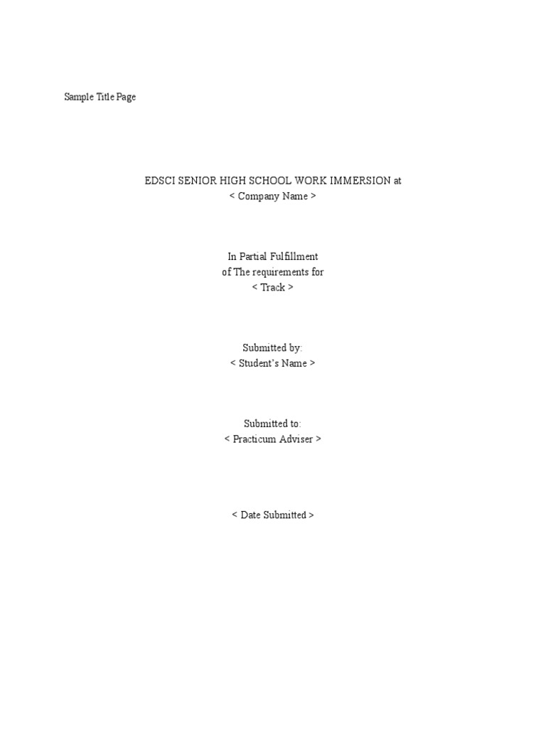 Work Immersion Portfolio Template | PDF