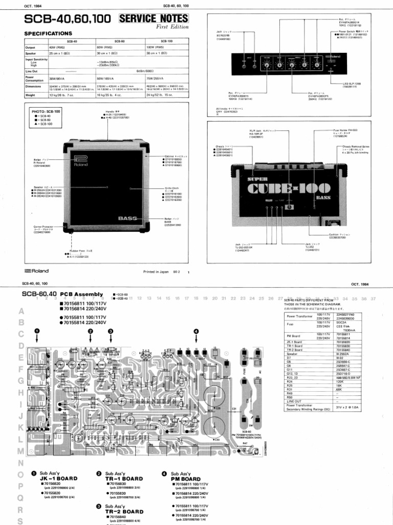Roland Super Cube Bass SCB 40 60 100 Service Manual | PDF