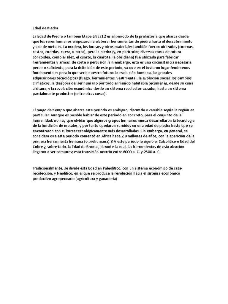 Edad de Piedra Historia | PDF