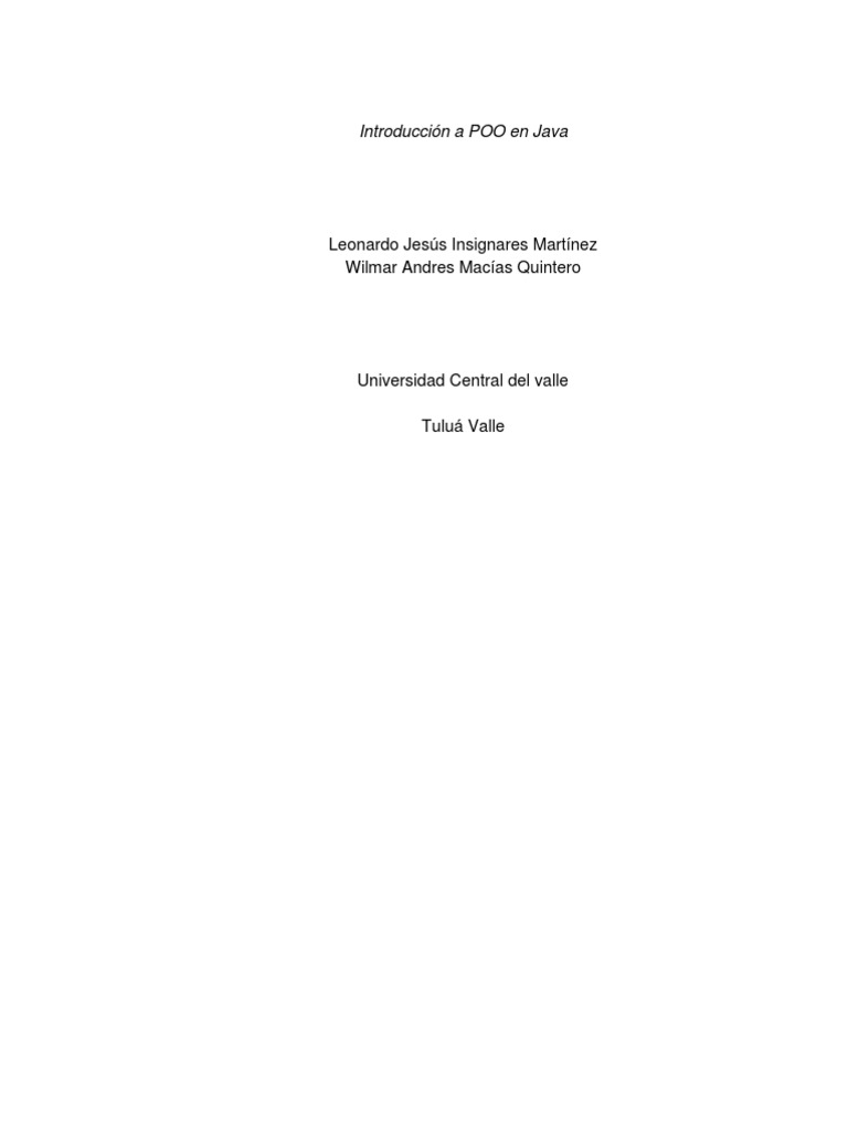 Introducción a POO en Java: Conceptos Clave | PDF | Objeto (informática) | Java (lenguaje de ...