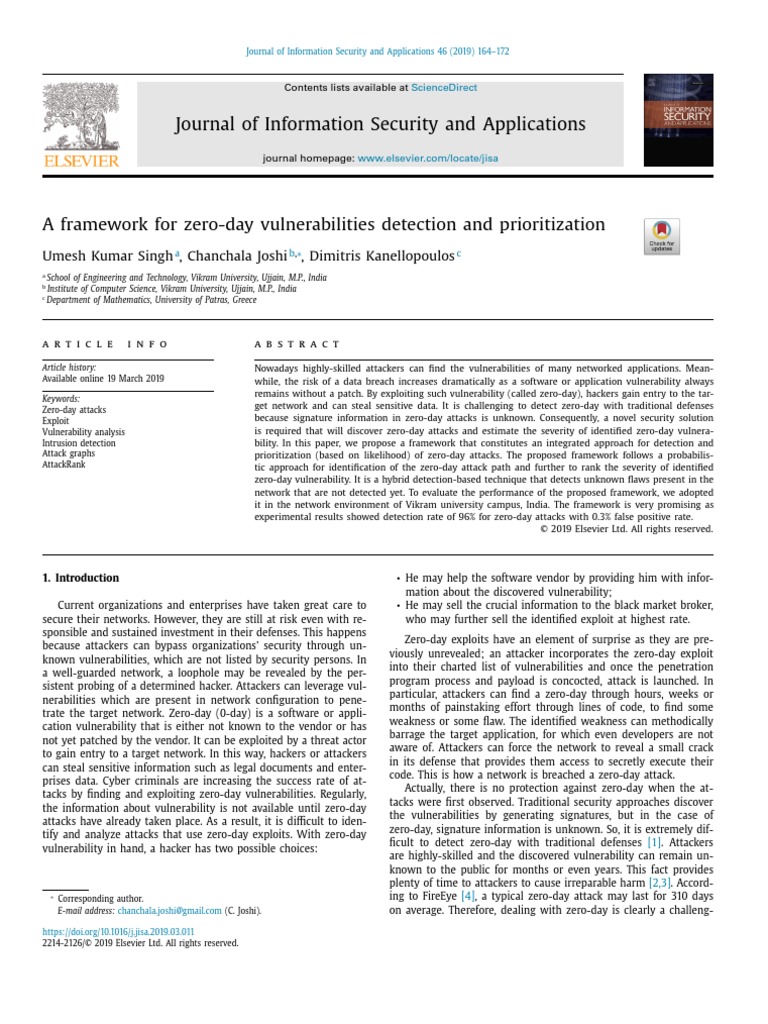 A Framework For Zero-Day Vulnerabilities Detection and Prioritization | Download Free PDF ...