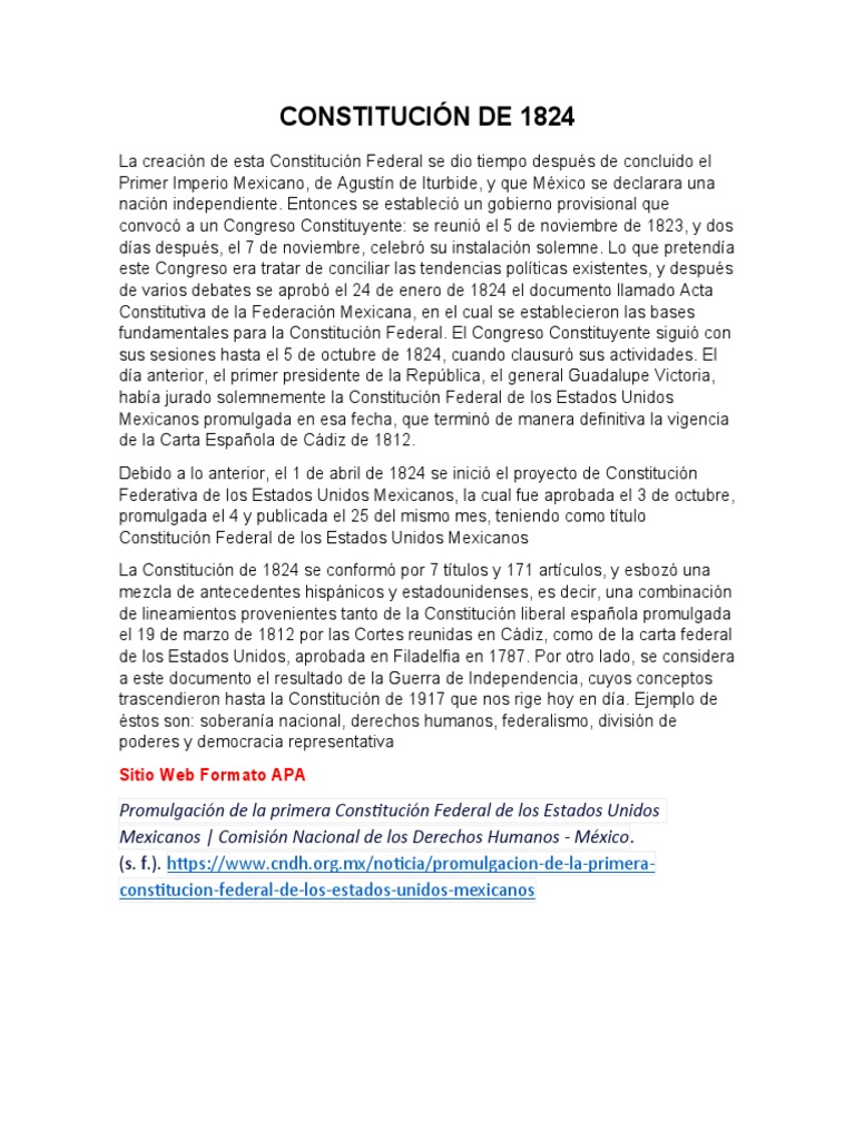 Constitución de 1824 | PDF