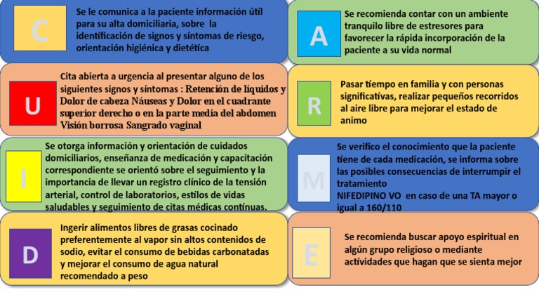 Plan de Alta CUIDARME Ejemplo | PDF | Cuidado de la salud | Medicina ...