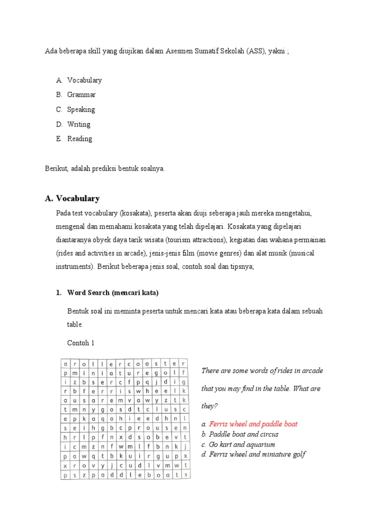 Handout Inggris ASS Kelas 6 | PDF | Musical Instruments