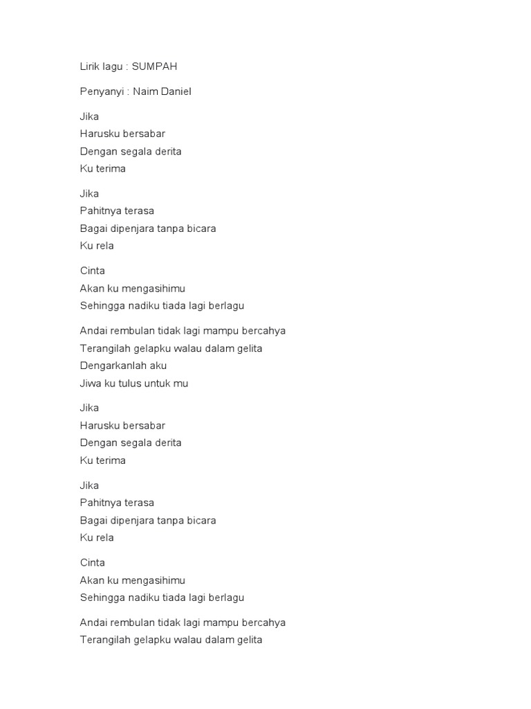 Lirik Lagu SUMPAH | PDF