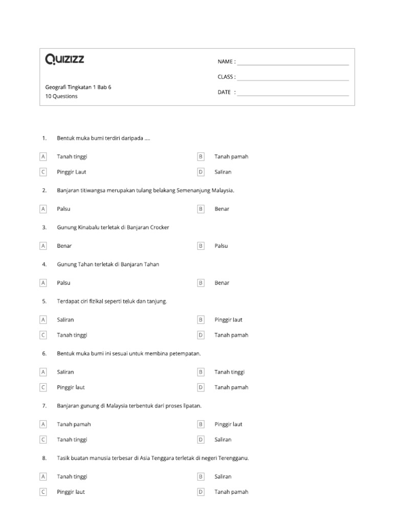 Geografi Form 2 | PDF