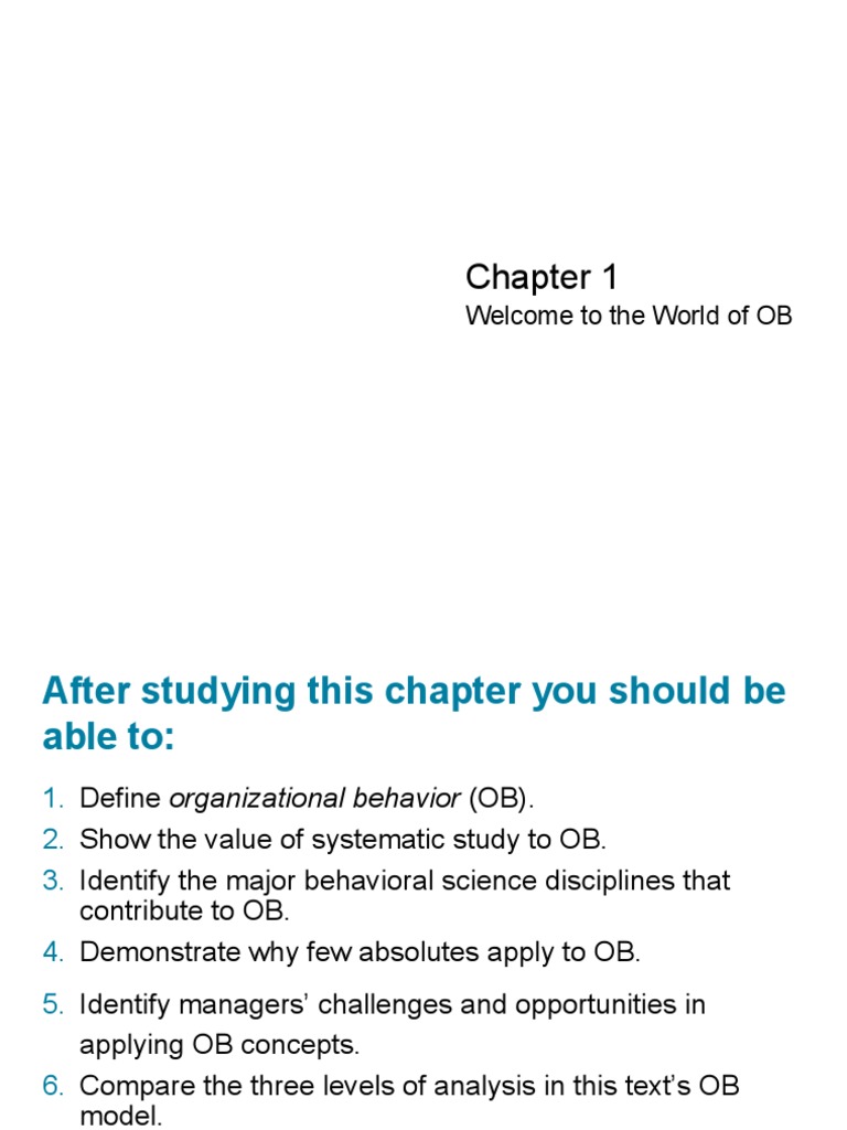 Welcome To The World of OB | PDF | Organizational Behavior | Leadership