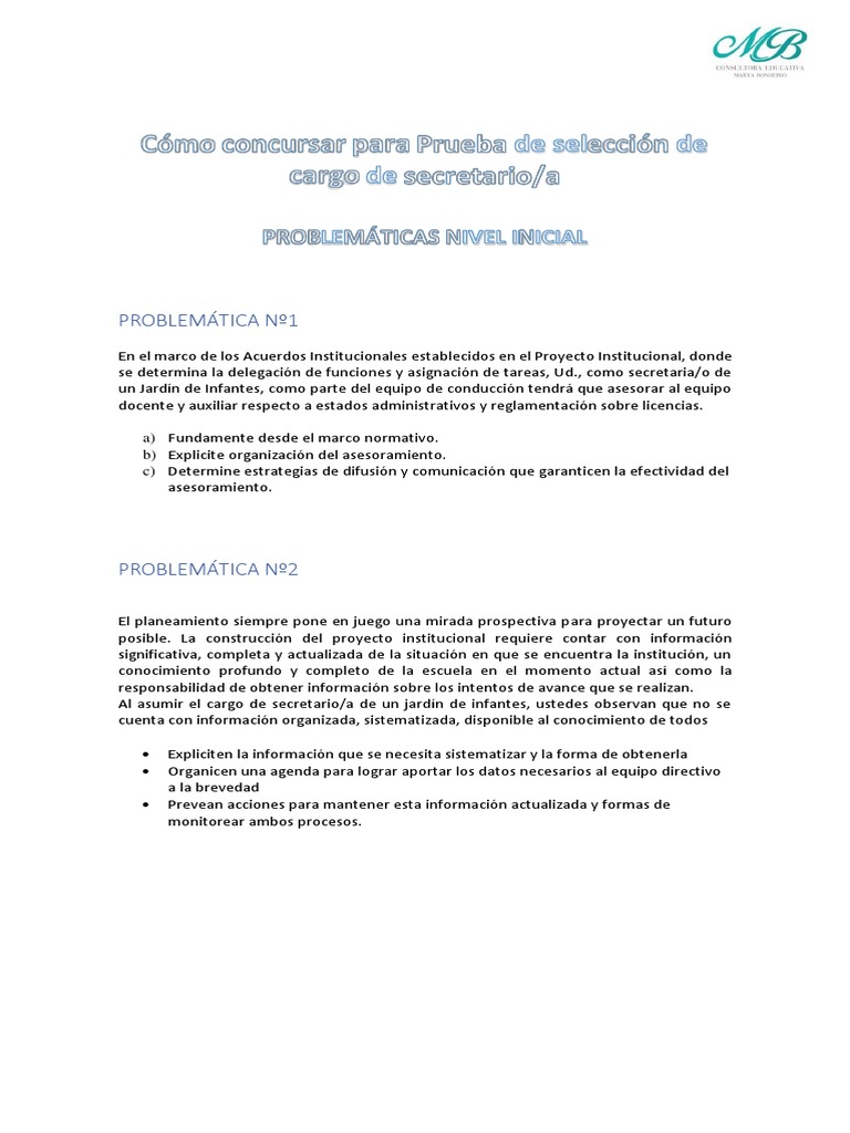 Secretario Nivel Inicial | PDF