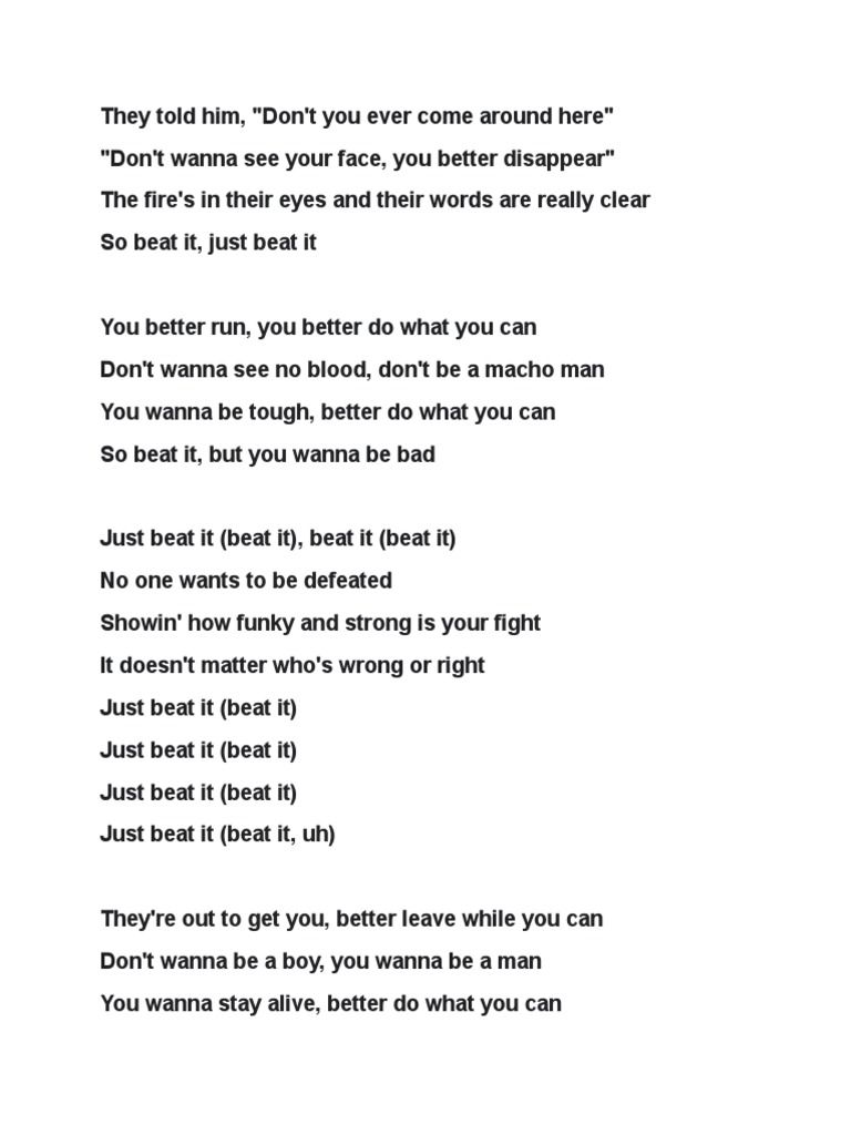 Beat It Lyrics | PDF