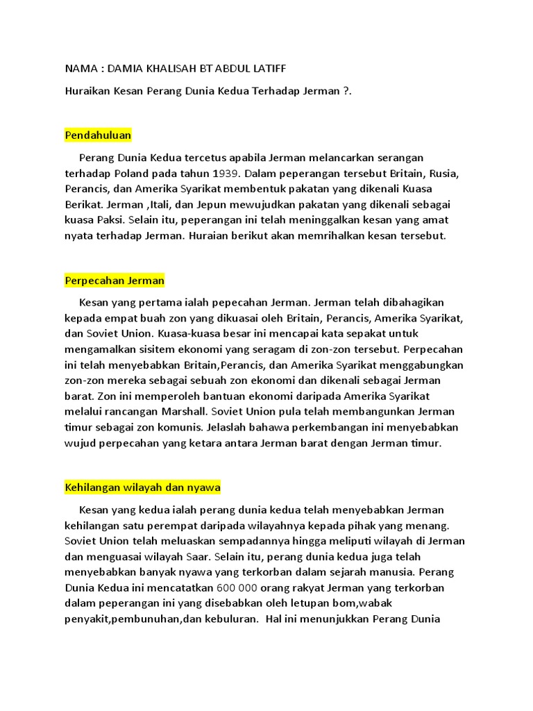 Sejarah Kesan Terhadap Jerman | PDF