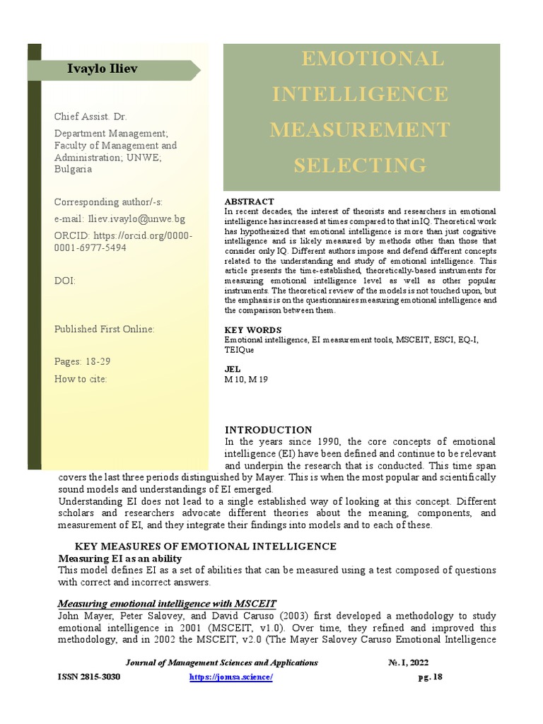 Emotional Intelligence | PDF | Emotional Intelligence | Intelligence