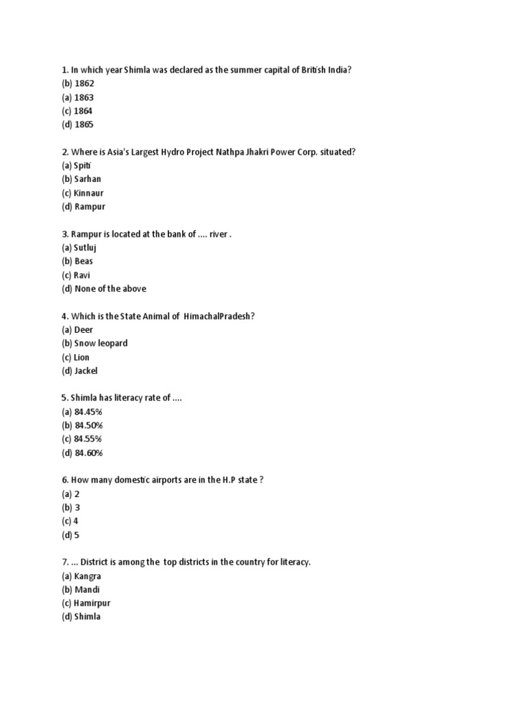 Himachal GK Q&a | PDF