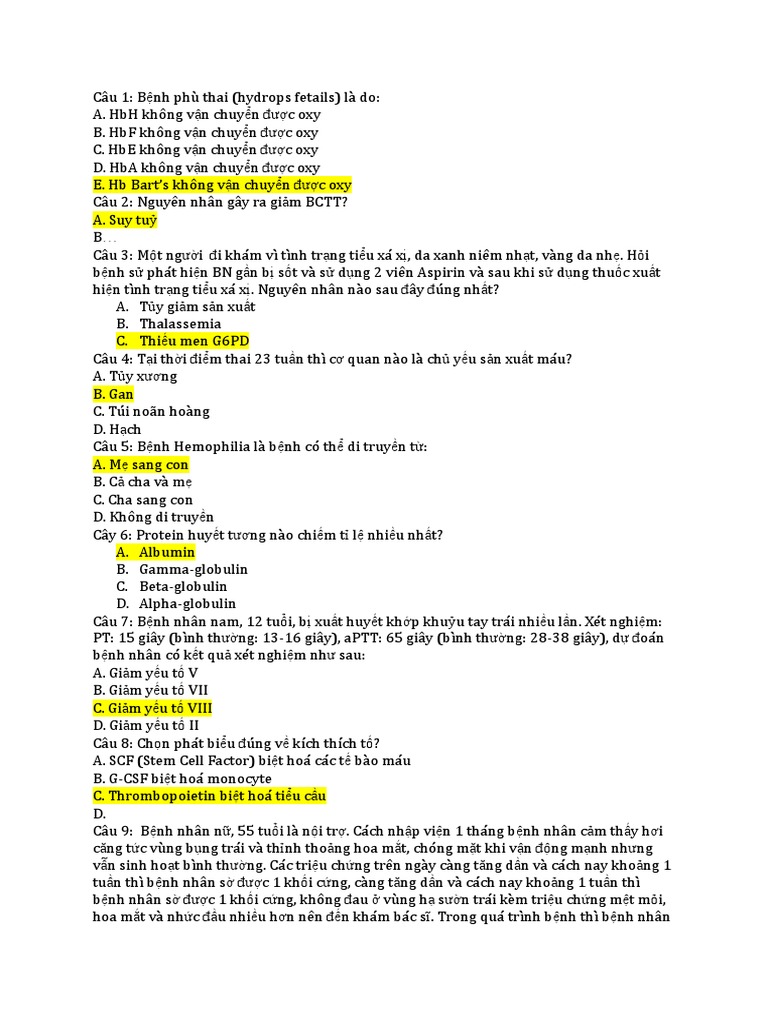 70 Y21 HUYẾT HỌC | PDF