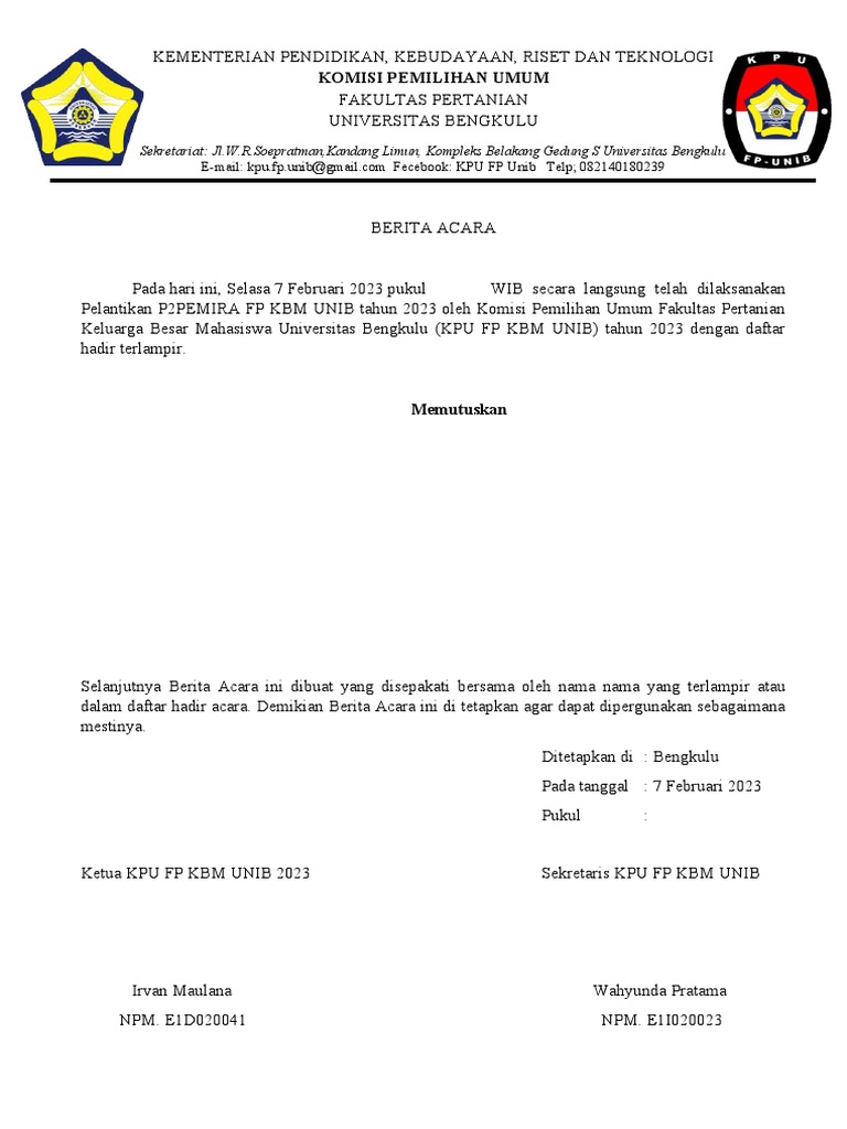 contoh berita acara | PDF