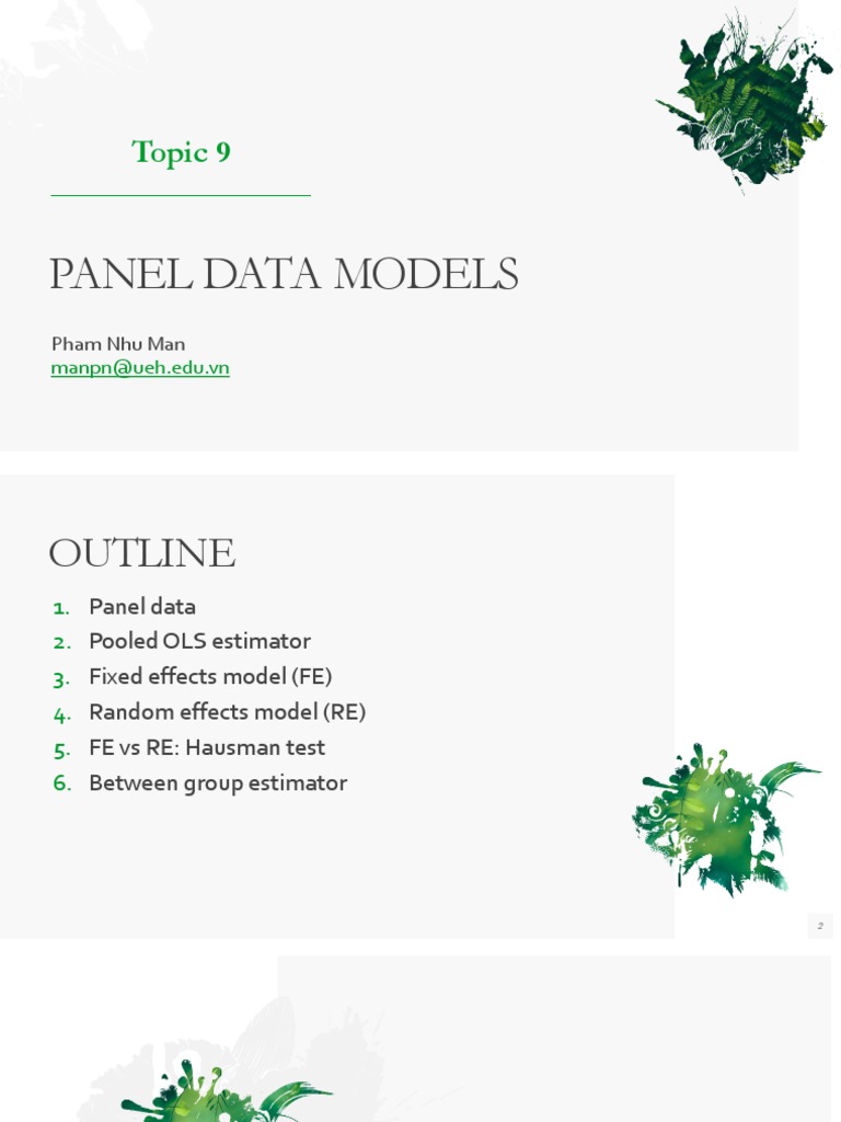 Topic 9: Panel Data Models | PDF | Fixed Effects Model | Ordinary Least Squares