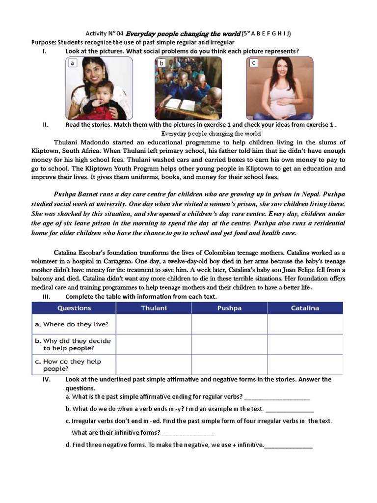 Everyday Heroes: Inspiring Change Stories | PDF | Language Arts ...