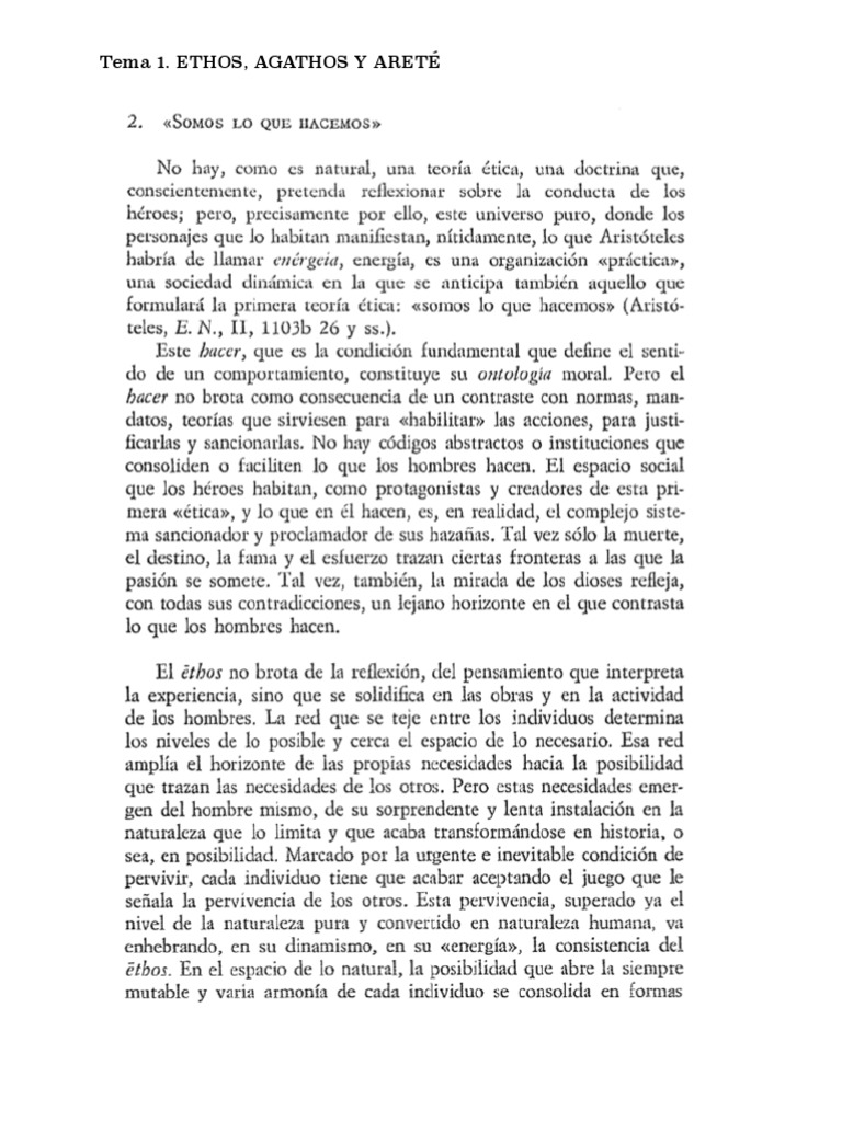 Ethos, Agathos y Areté | PDF