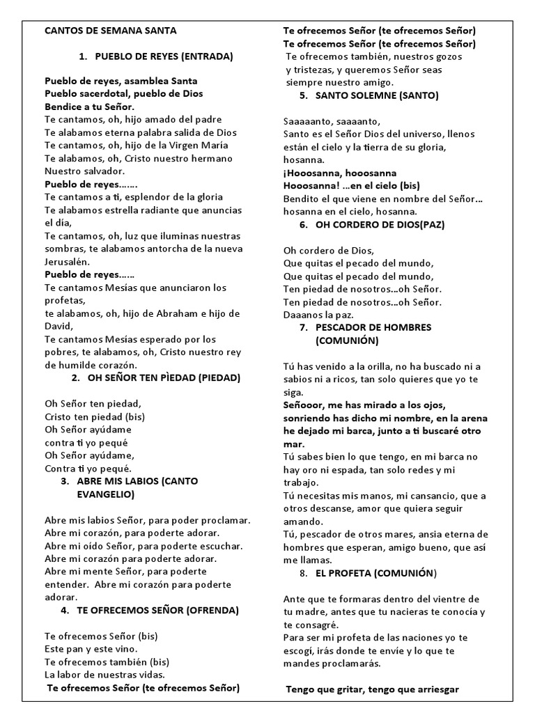 Cantos Semana Santa | PDF | eucaristía | Jesús