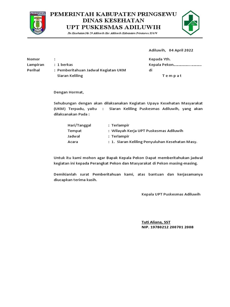 Surat UKM 01-2021 | PDF